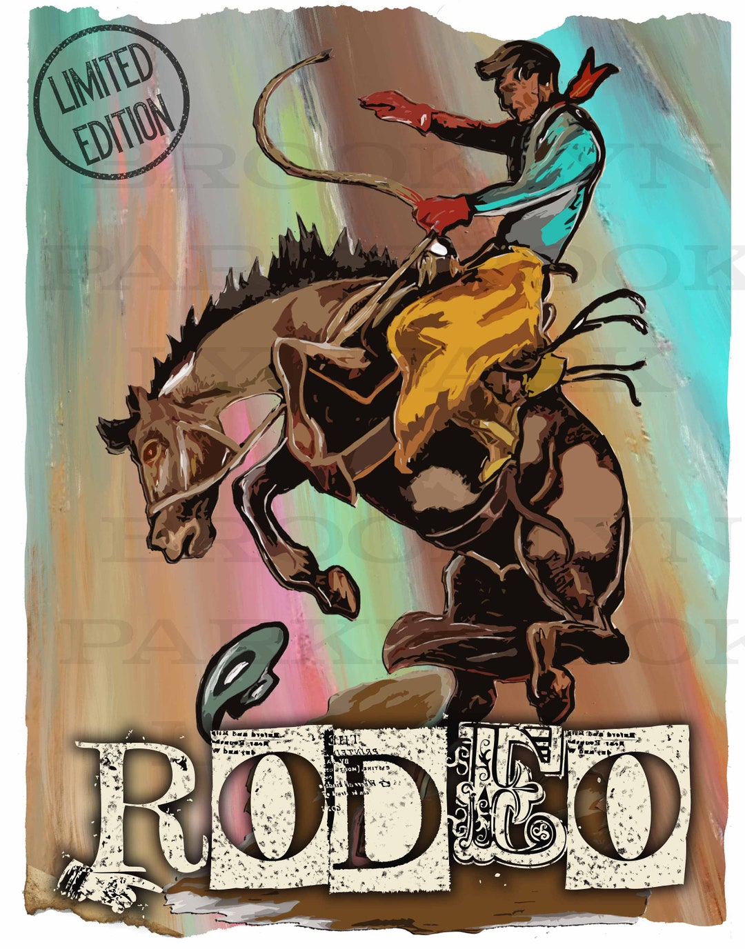 Rodeo, Limited Edition, Cowboy, Bucking Horse, Vintage, INSTANT DIGITAL ...