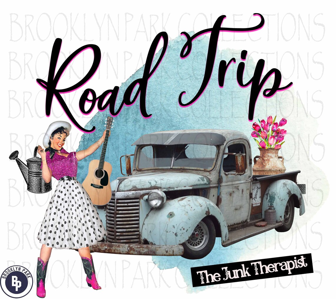 Road Trip Vintage Truck Tulips Flowers Farmhouse Instant | Etsy
