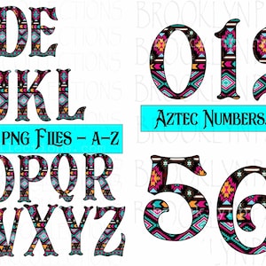 Aztec Alphabet Numbers 0-9, Letter Set A-Z, Instant Digital Download ...
