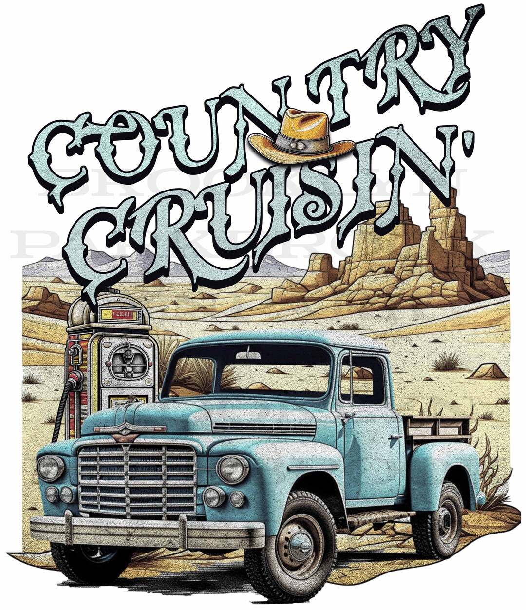 Country Cruisin', Vintage Truck, Digital Download, Print, Sublimation ...