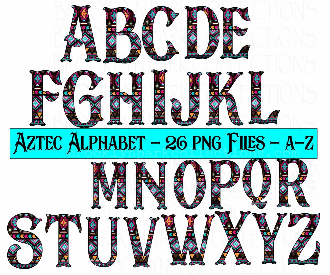 Aztec Alphabet Letter Set A-Z, Instant Digital Download, Clip Art ...