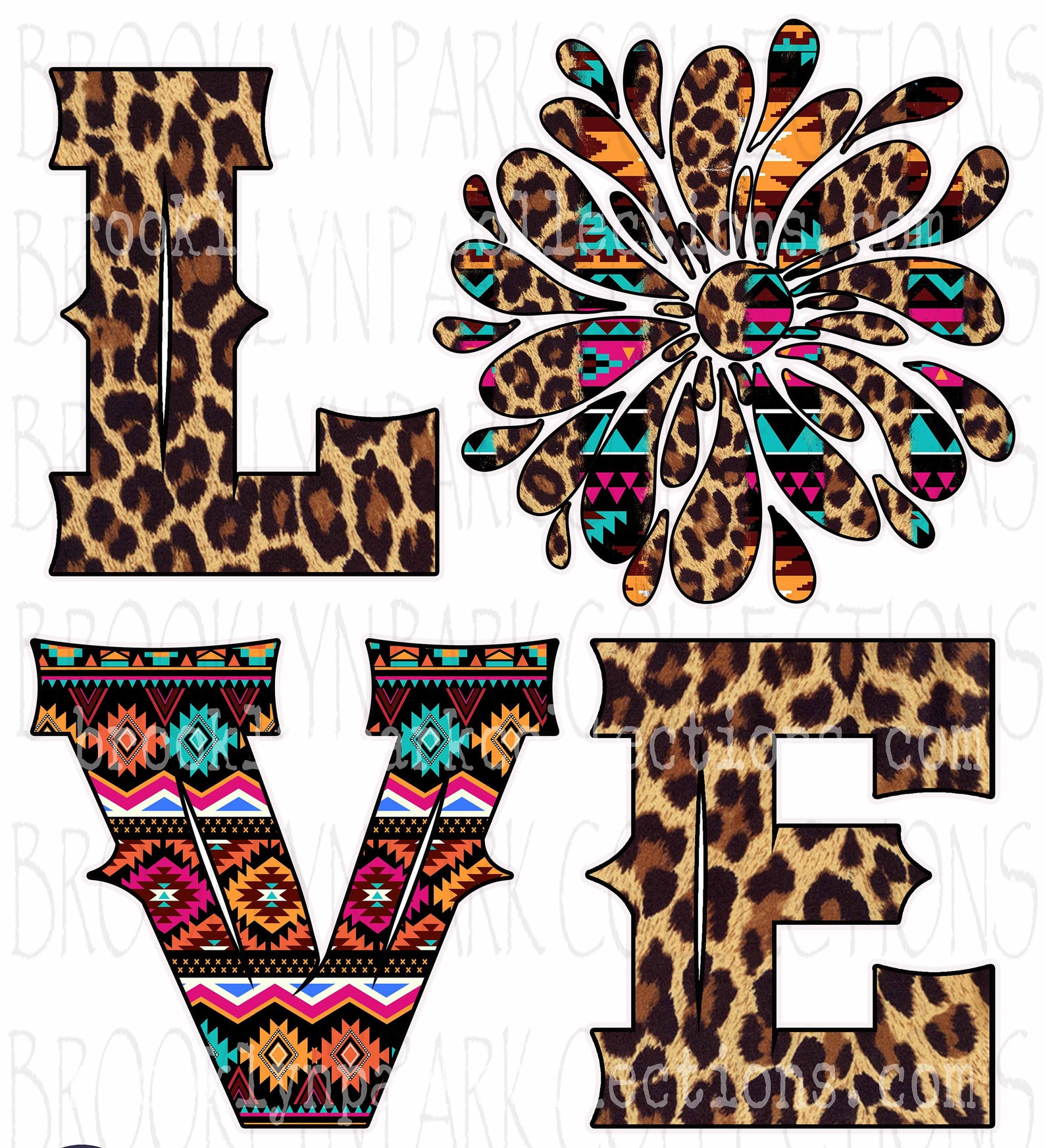 LOVE Aztec Leopard Splash Art Instant DIGITAL Download - Etsy