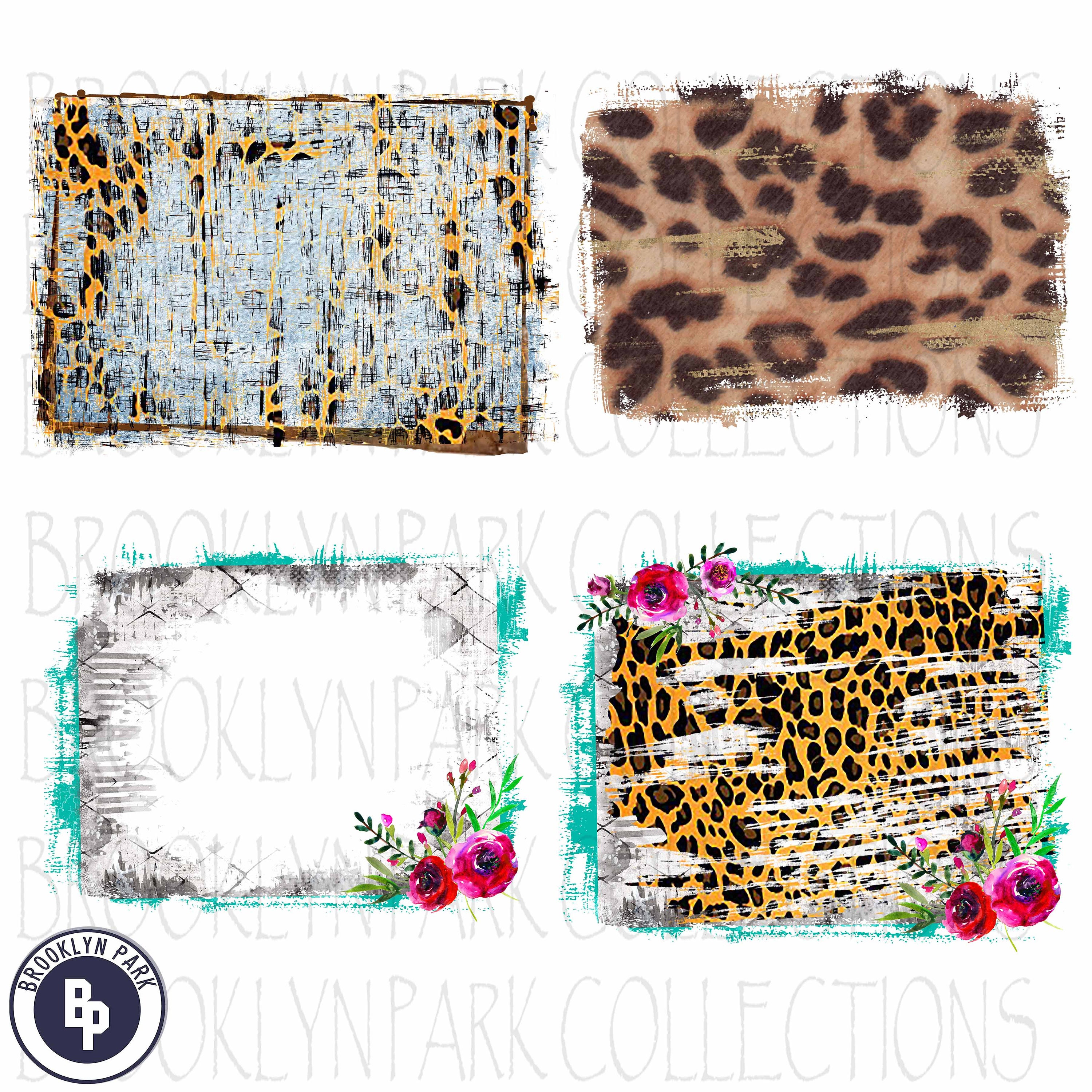 Leopard Cheetah Frame Bundle Clip Art Instant Digital | Etsy
