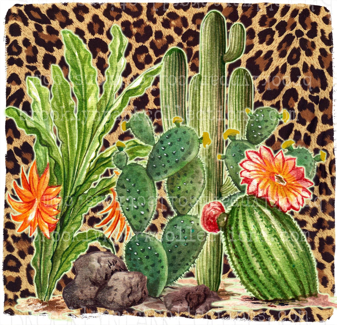 Cactus Sunrise, Leopard, Cheetah, INSTANT Digital Download, Sublimation ...