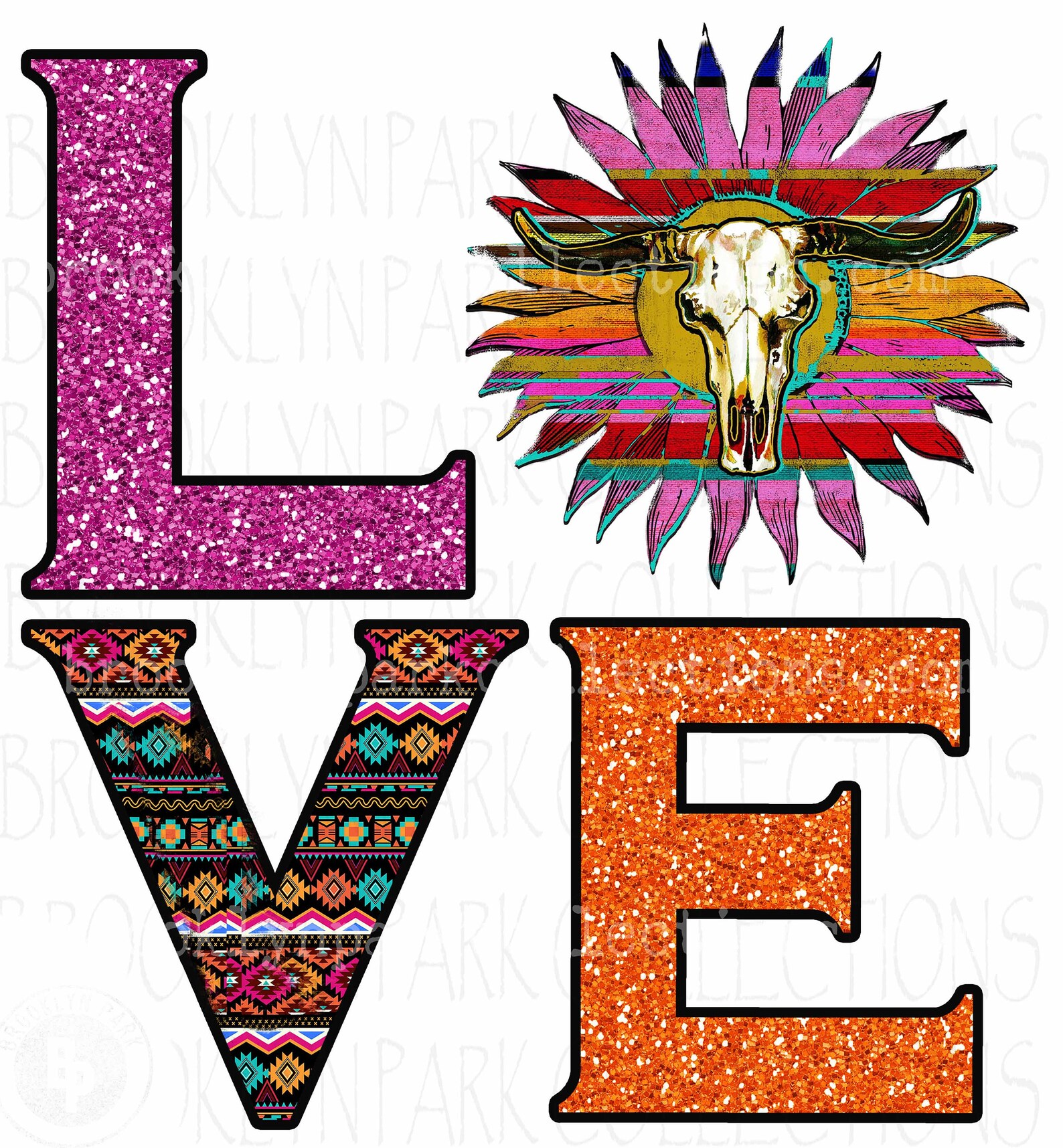 LOVE Aztec Bull Skull Sunflower Instant DIGITAL Download - Etsy