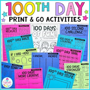 100th Day of School Print & Go Activities With 100th Day Awards and ...
