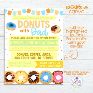 Donuts With Dad Flyer Template | Editable School Father's Day ...