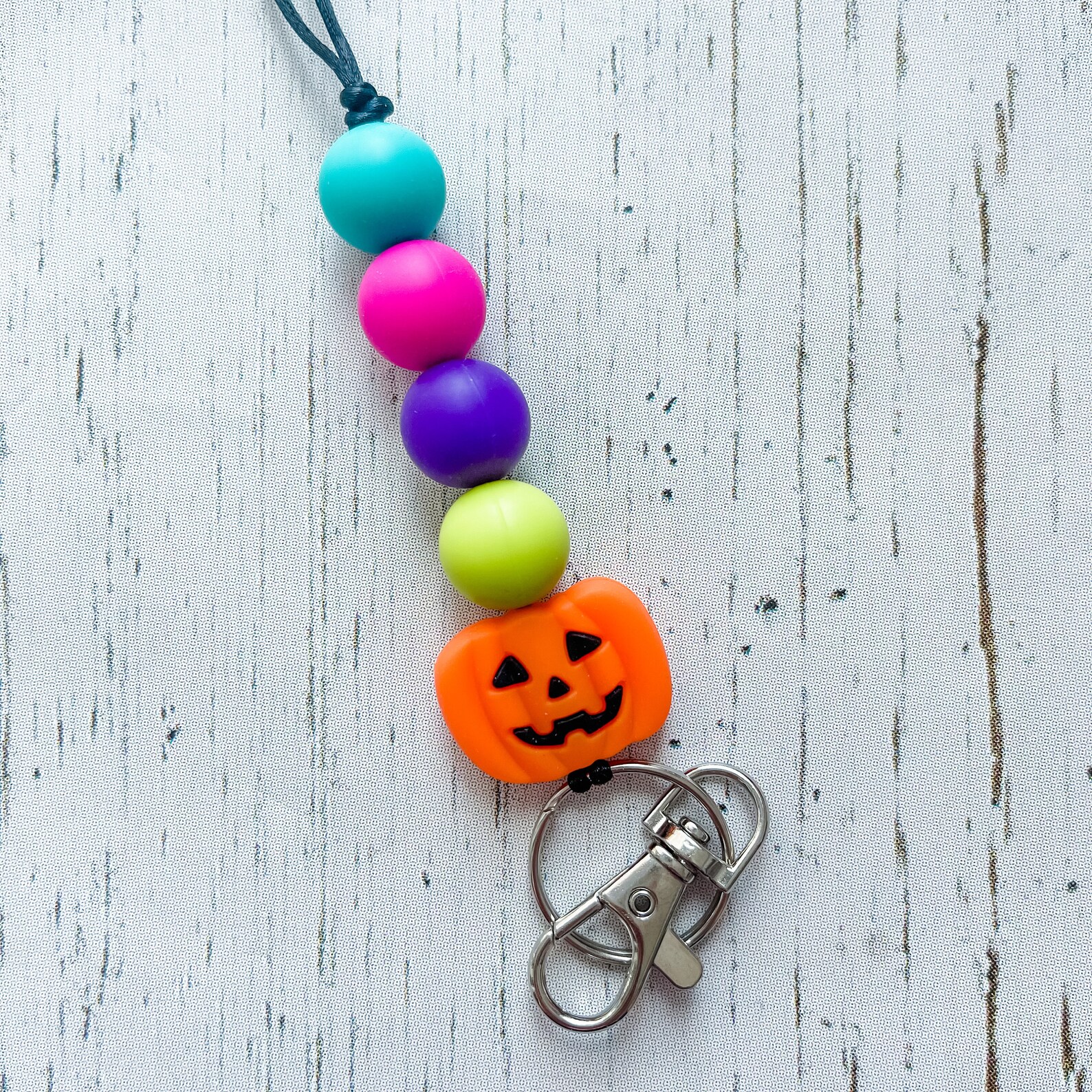 Teacher Lanyard Halloween Silicone Bead Lanyard Pumpkin - Etsy