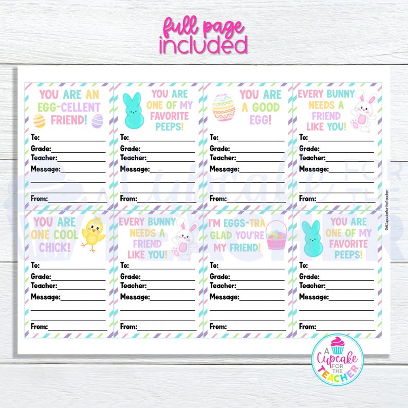 Easter Bunny Candy Gram Template | PTO School Candy Gram Fundraiser ...