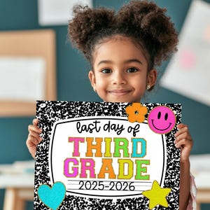 First Day of Third Grade Sign 2025 | First and Last Day of School ...