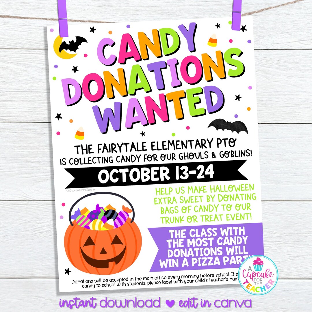 Halloween Candy Donation Flyer Template | Editable Halloween Candy ...