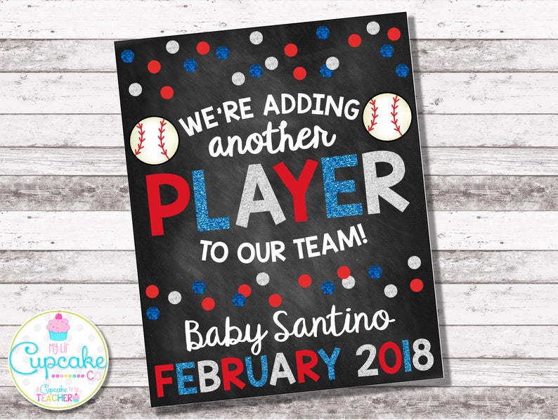 Baseball Pregnancy Announcement Another Player to Our Team - Etsy