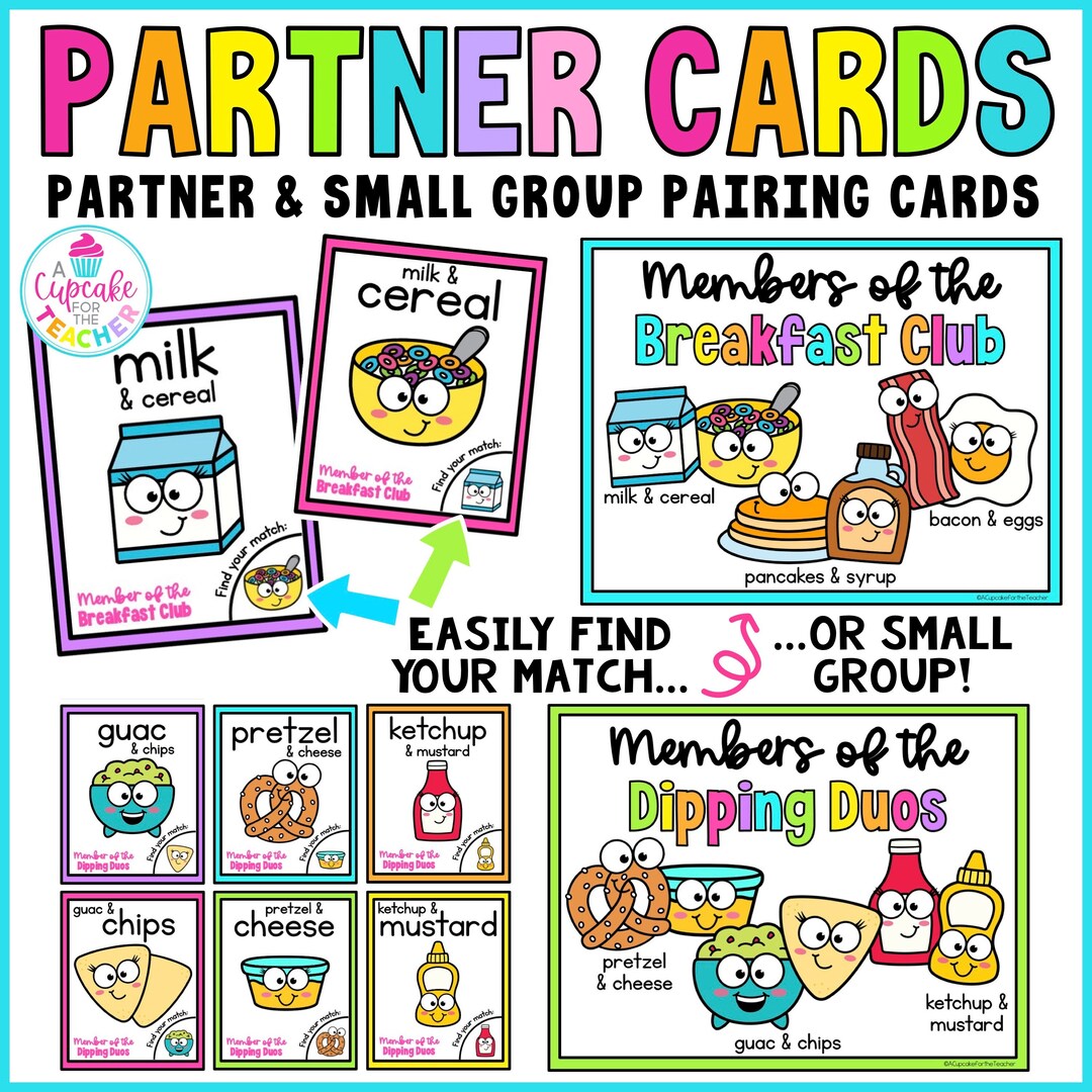 Partner and Small Group Pairing Cards Classroom Management - Etsy