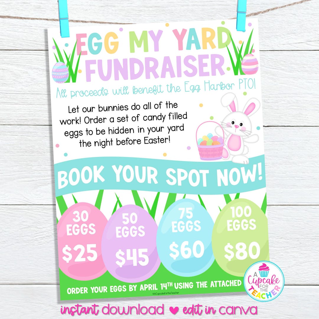 Egg My Yard Fundraiser Template | Editable PTO Easter Egg Hunt ...
