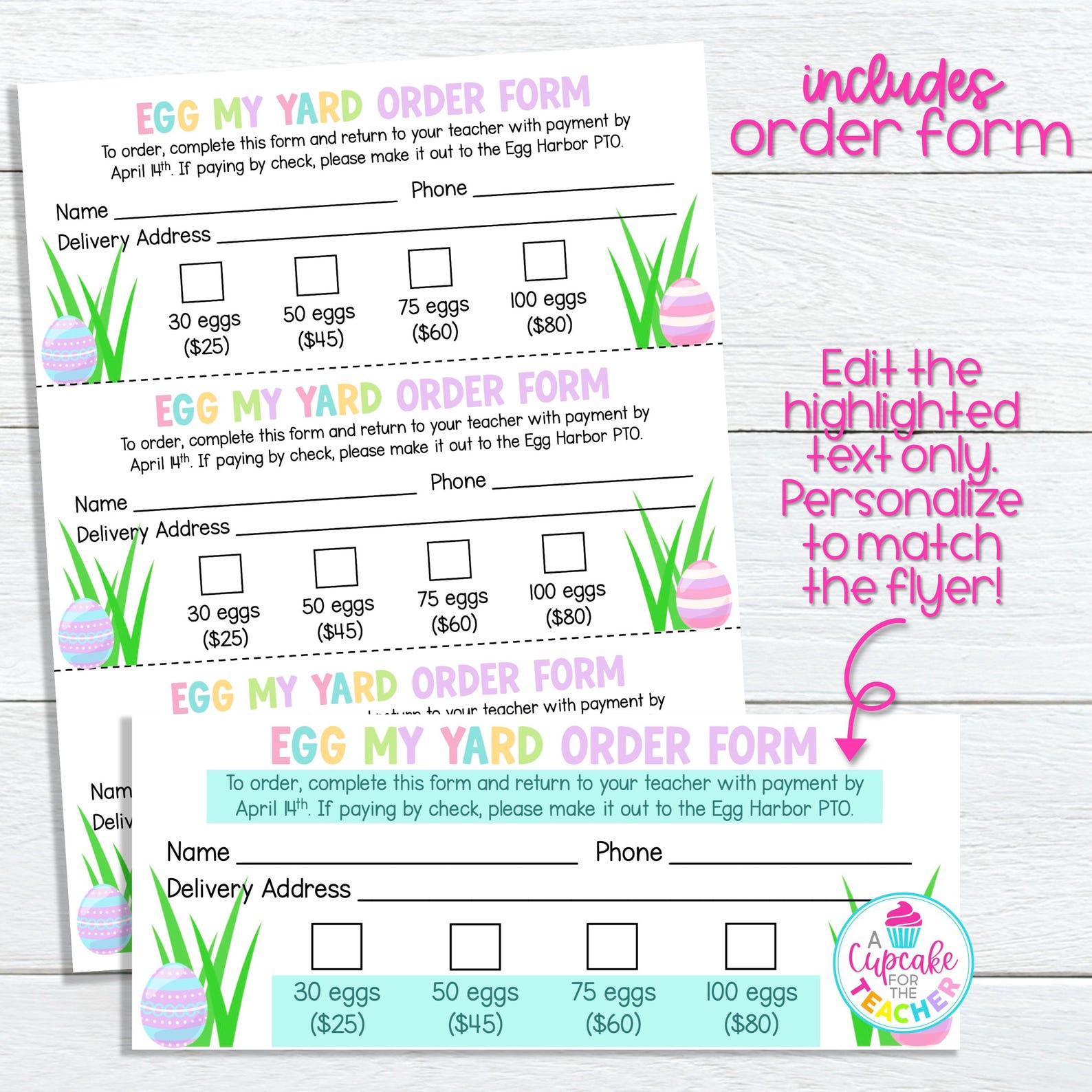 Egg My Yard Fundraiser Template | Editable PTO Easter Egg Hunt ...