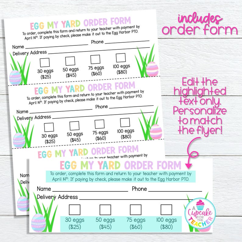 Egg My Yard Fundraiser Template | Editable PTO Easter Egg Hunt ...