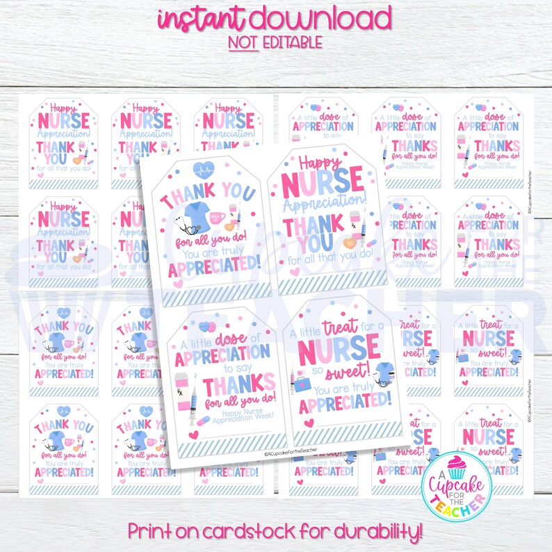 Nurse Appreciation Gift Tag | Nurse Appreciation Week Gift Tags ...