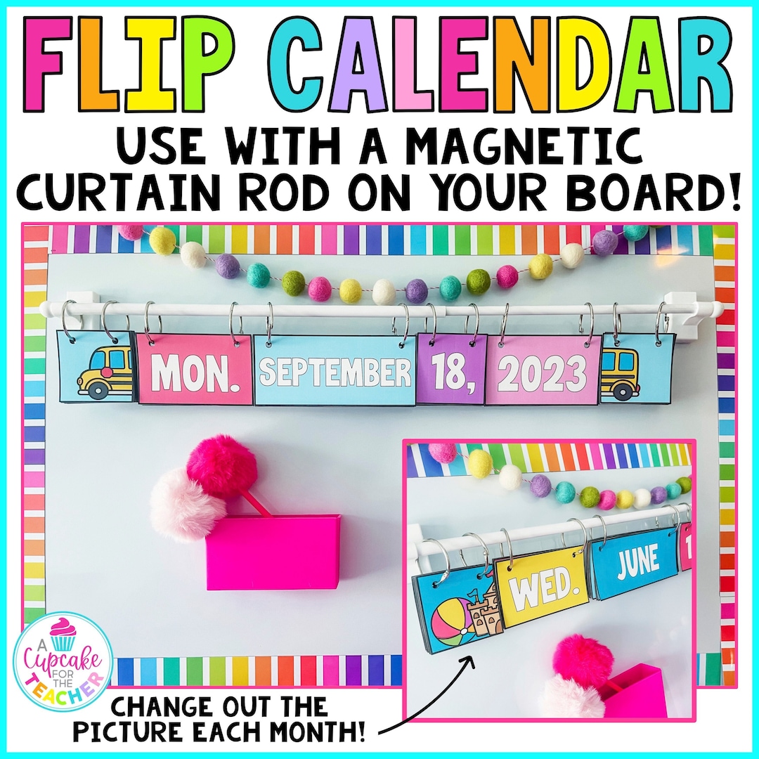 Daily Flip Calendar Cards in Bright Colors for Classroom | Classroom ...