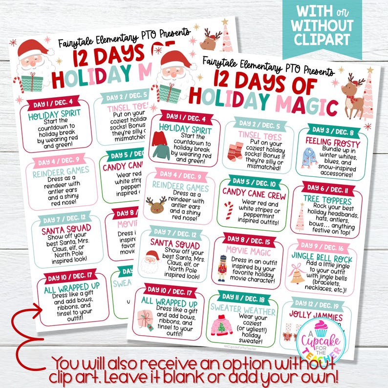 12 Days of Christmas Dress up Flyer Template | Editable Christmas ...