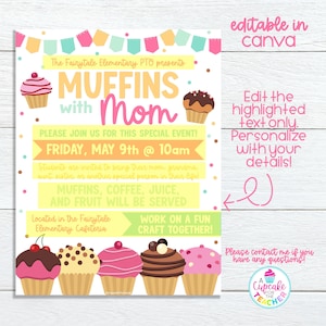 Muffins With Mom Flyer Template | Editable School Mother's Day ...