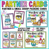 Partner Pairing Cards, Classroom Partner Cards, Pairing Cards, Peanut ...