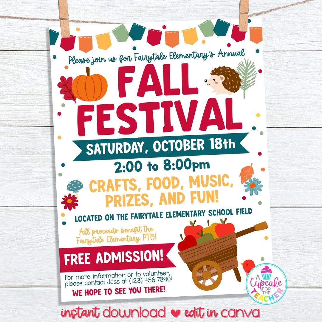 Fall Festival Flyer Template | Editable Fall Fair Fundraiser | PTO PTA ...