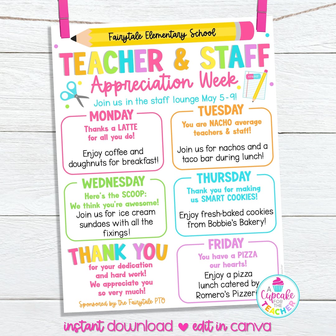 Editable Teacher Appreciation Week Flyer Template | Teacher & Staff ...