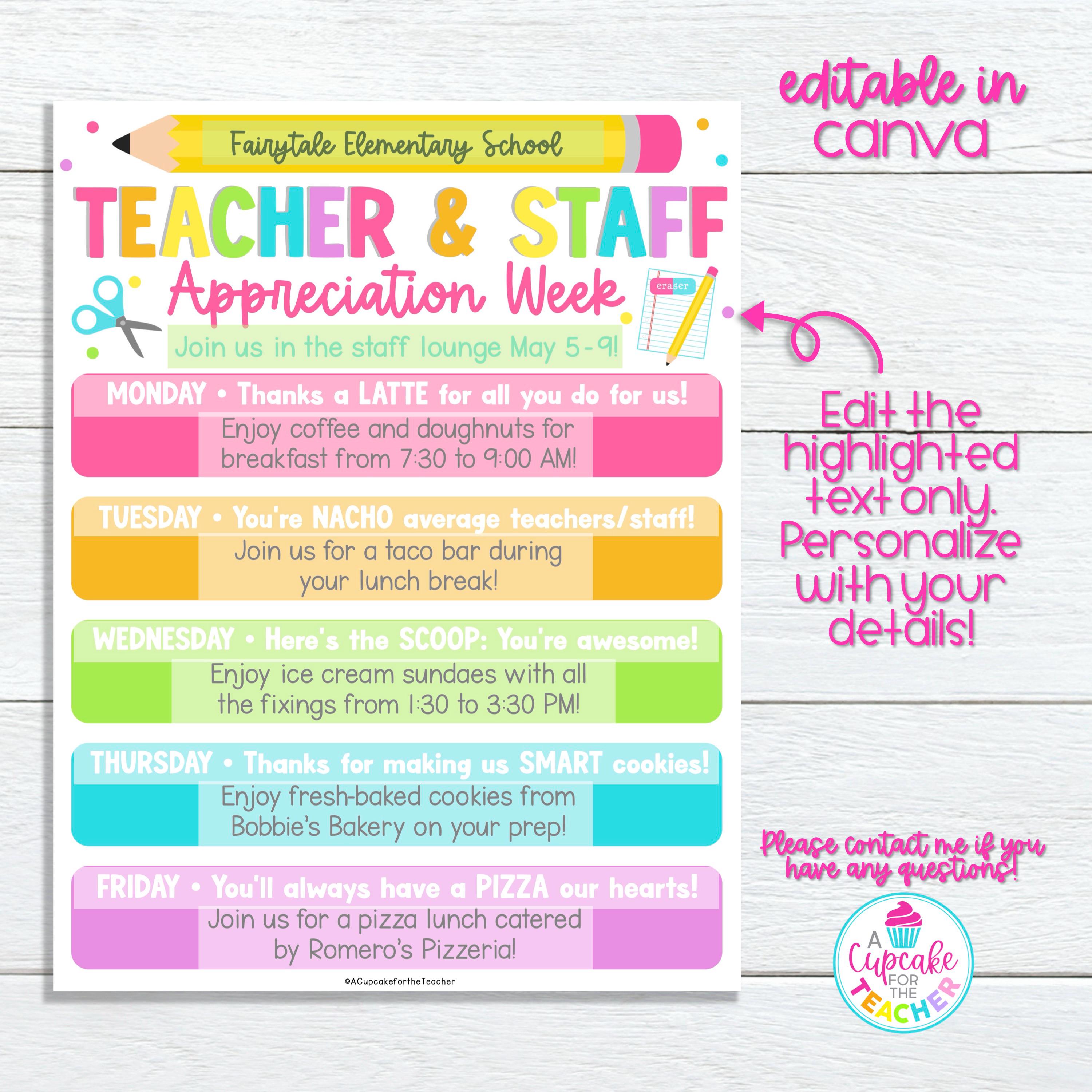 Editable Teacher Appreciation Week Flyer Template | Teacher & Staff ...