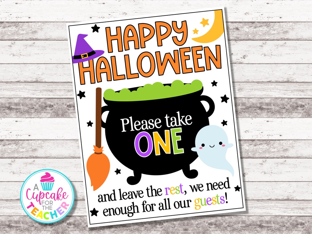 Halloween Trick or Treat Sign | Please Take One Candy Sign | Halloween ...
