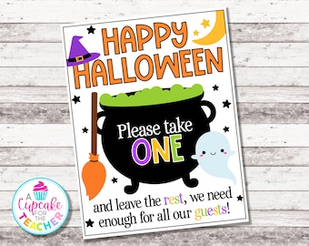 Please Take One Sign Halloween Trick or Treat Sign Halloween Party ...