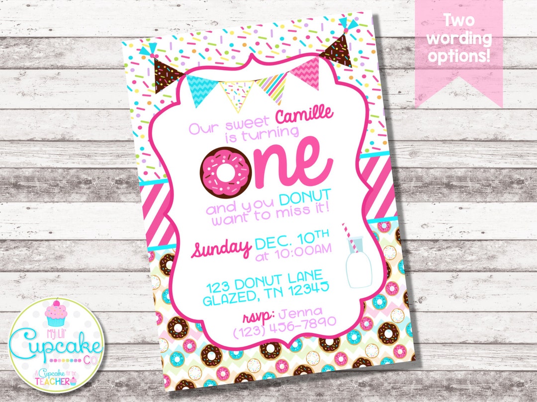 Donut Birthday Invitation | 1st 2nd Any Age Birthday Invitation | Donut ...