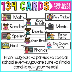 Classroom Daily Visual Schedule Cards With Editable Cards and Clocks - Etsy