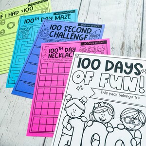 100th Day of School Print & Go Activities With 100th Day Awards and ...