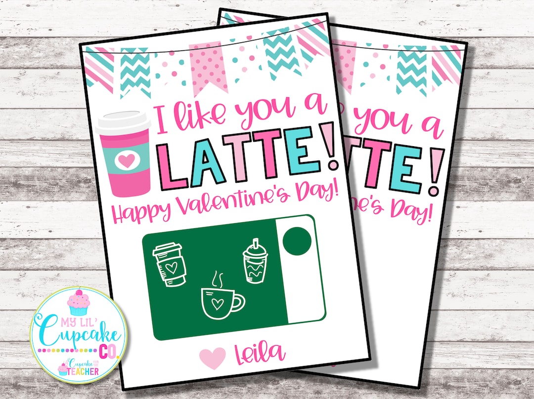 Thanks a LATTE Valentine's Day Card | Valentine's Day Coffee Gift Card ...