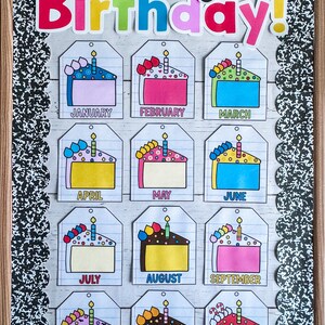 Birthday Bulletin Board Classroom Decor | Birthday Cake Happy Birthday ...
