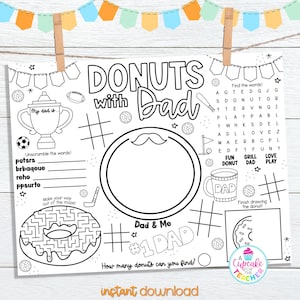Donuts With Dad Coloring Activity Placemat | Father's Day Craft ...