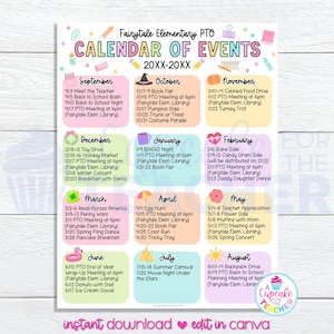 Editable PTO Calendar Flyer Template | School Event Planner | PTO PTA ...
