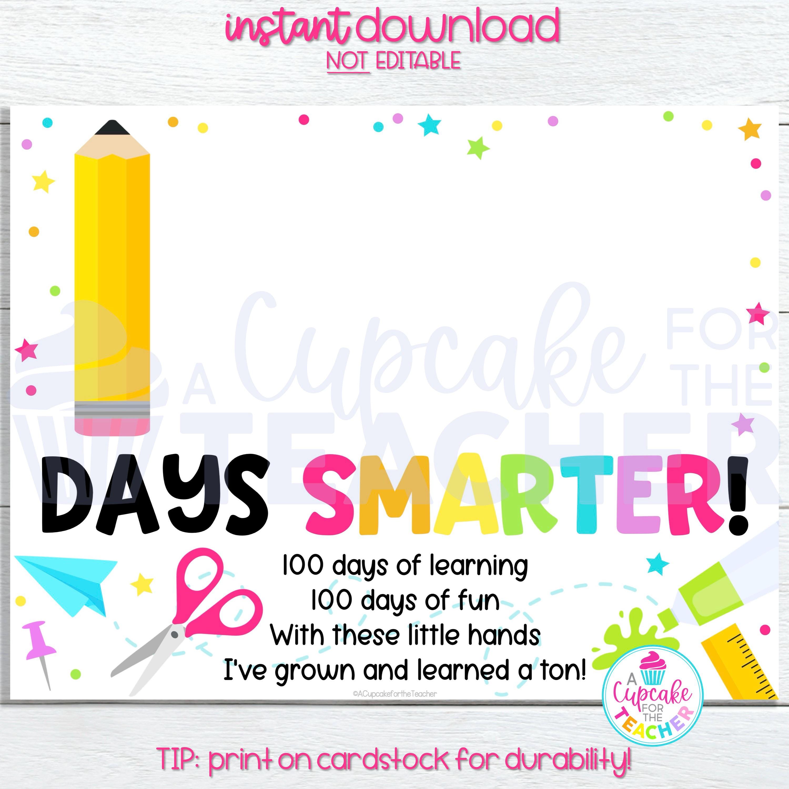 100th Day of School Handprint Art Craft | 100 Days Smarter Handprint ...