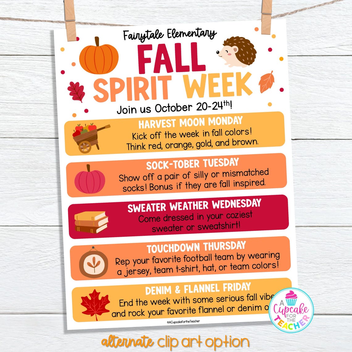 Fall School Spirit Week Flyer Template | Editable Fall Autumn Themed ...