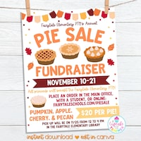 EDITABLE Thanksgiving Pie Sale Flyer, Thanksgiving Pie Fundraising ...