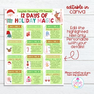 12 Days of Christmas Dress up Flyer Template | Editable Christmas ...
