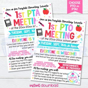 Editable First PTO Meeting Flyer Template | Back to School PTO PTA ...