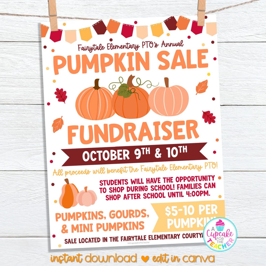 Pumpkin Sale Fall Fundraiser Template | Editable PTO Pumpkin Sale ...