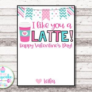 Thanks a LATTE Valentine's Day Card | Valentine's Day Coffee Gift Card ...