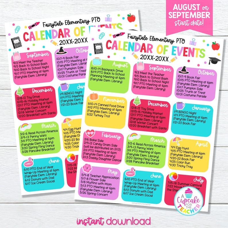 Editable PTO Calendar Flyer Template | School Event Planner | PTO PTA ...