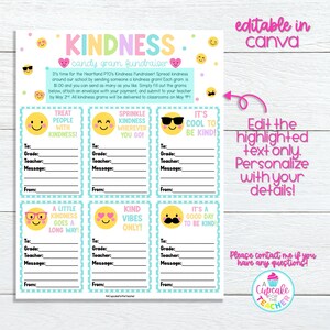 Kindness Gram Template | PTO School Candy Gram Fundraiser Flyer | PTO ...