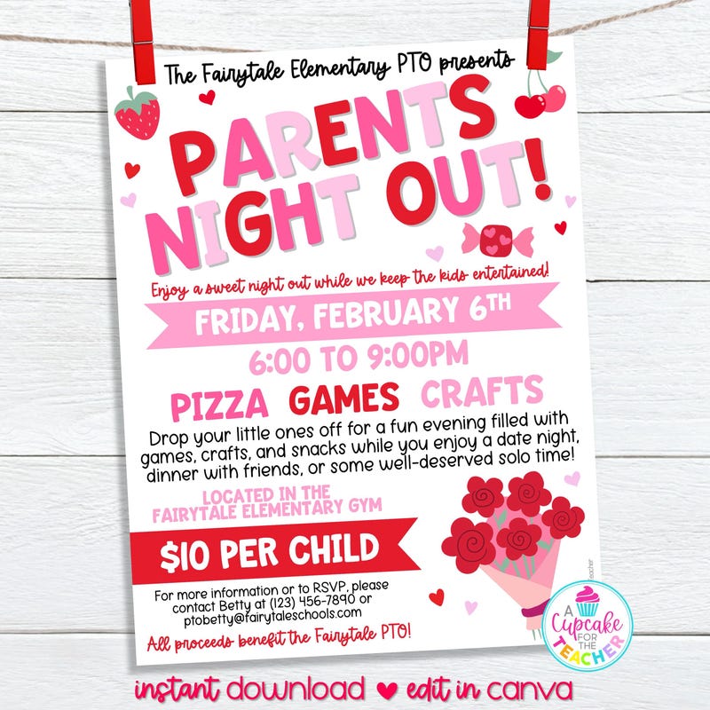 Parents Night Out Flyers - Etsy