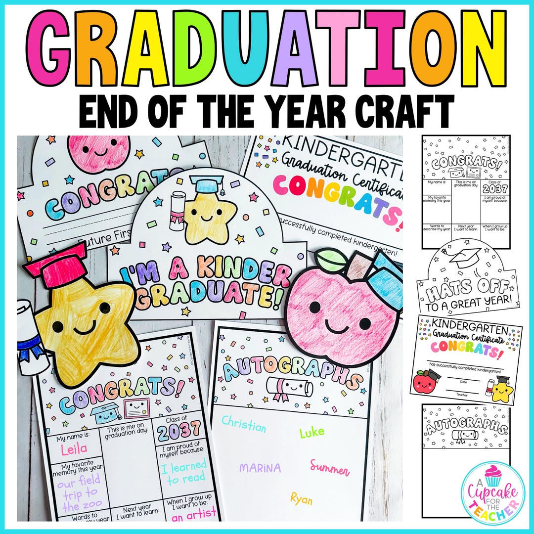 Graduation Craft, Certificates, and Hats for Kindergarten, Pre-k ...