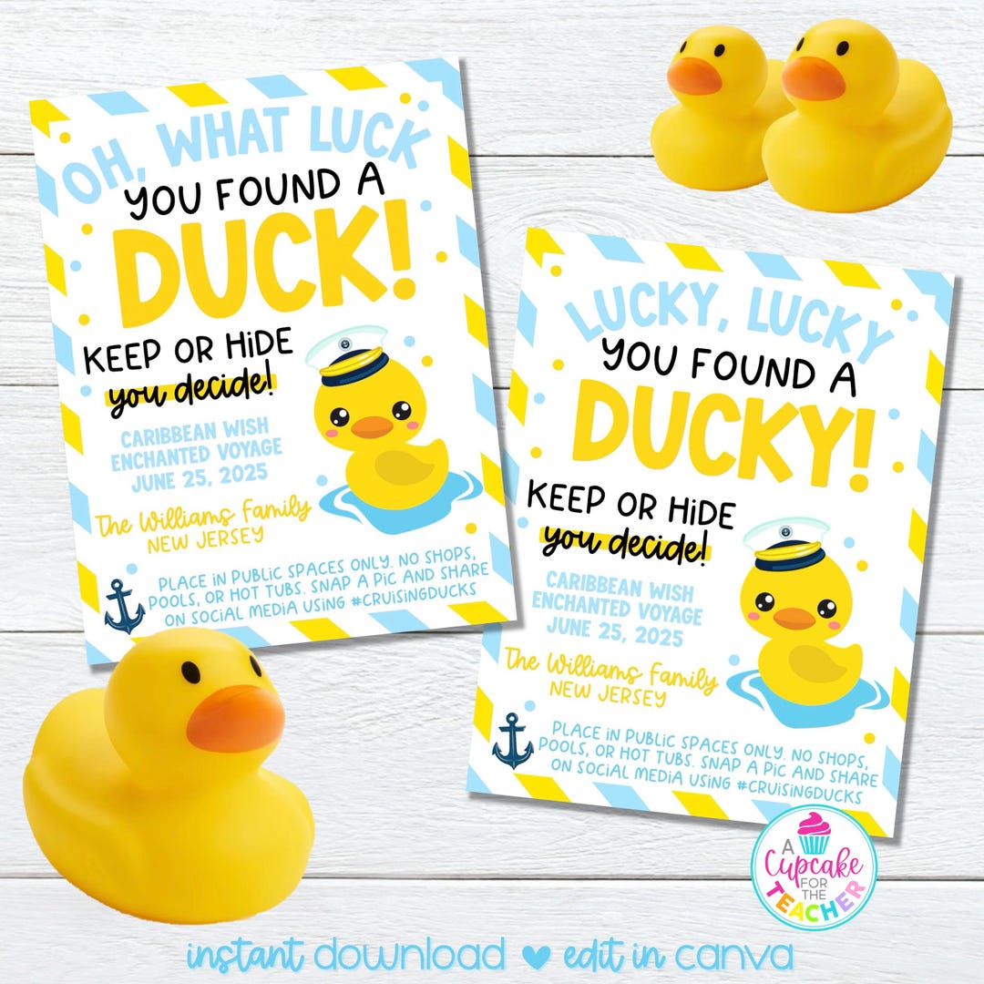Editable You Found a Duck Cruising Ducks Gift Tag | Cruise Ship Rubber ...