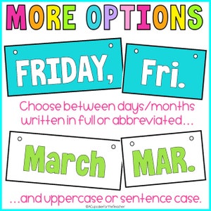 Daily Flip Calendar Cards in Bright Colors for Classroom | Classroom ...